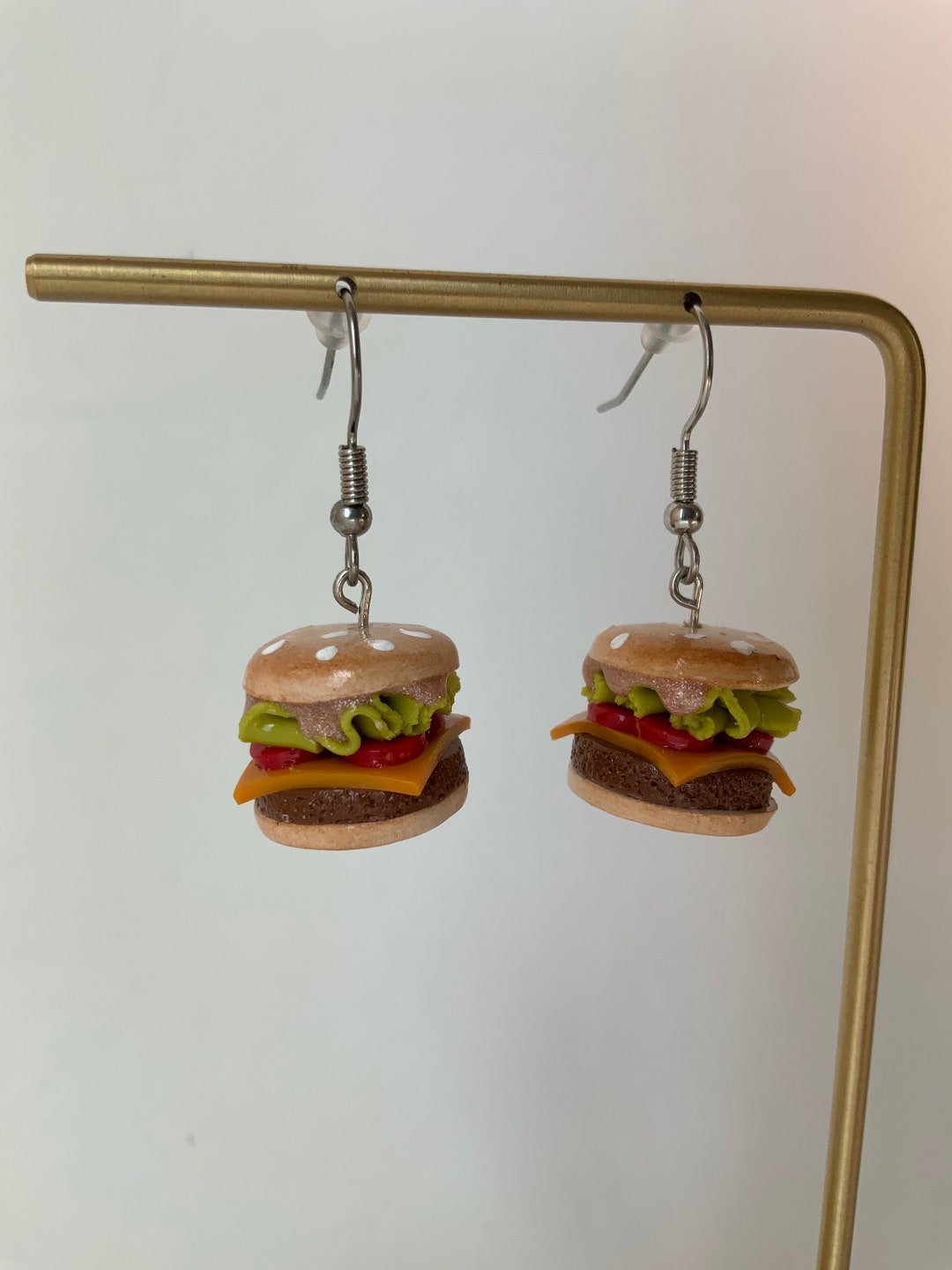 Miniature Novelty Food Cheeseburger With Special Sauce Dangle Earring ...