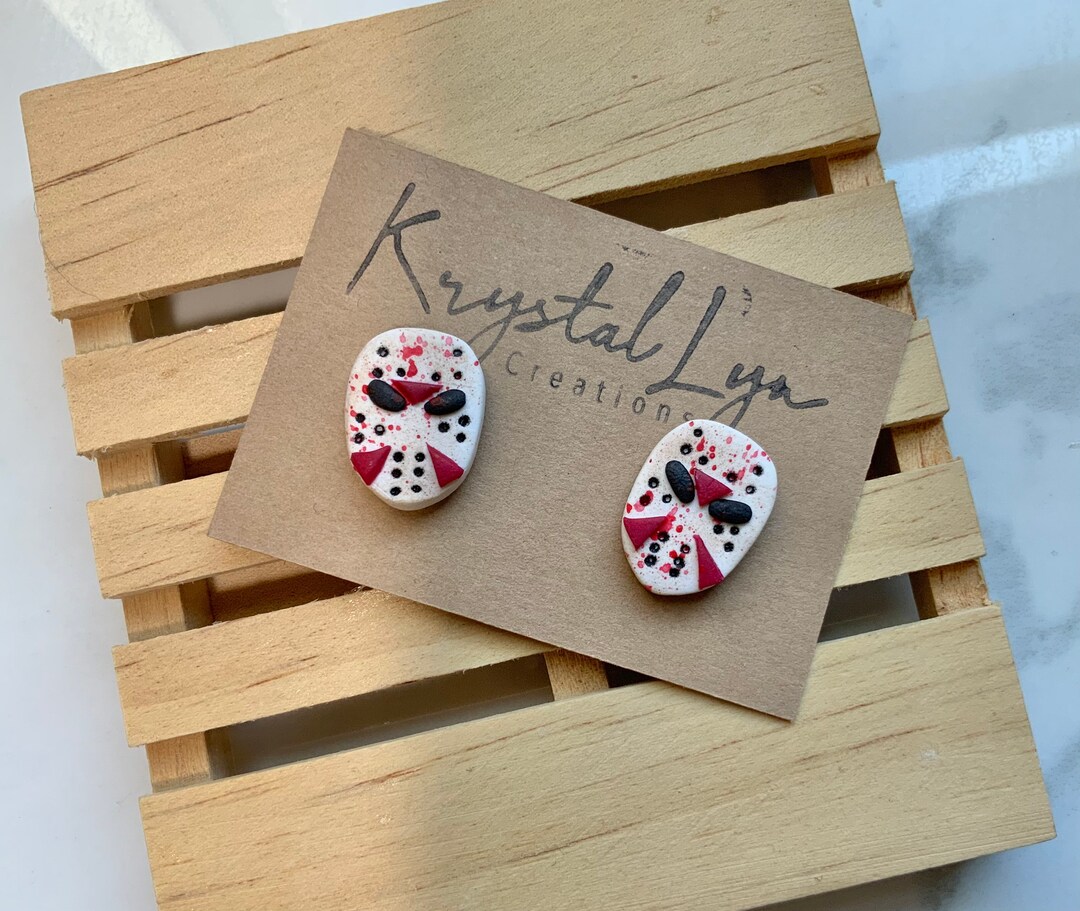Halloween Horror Movie Inspired Blood Spatter Mask Polymer Clay Studs ...