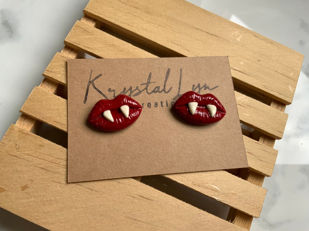 Halloween Horror Vampire Lips With Glow in the Dark Fangs Polymer Clay ...