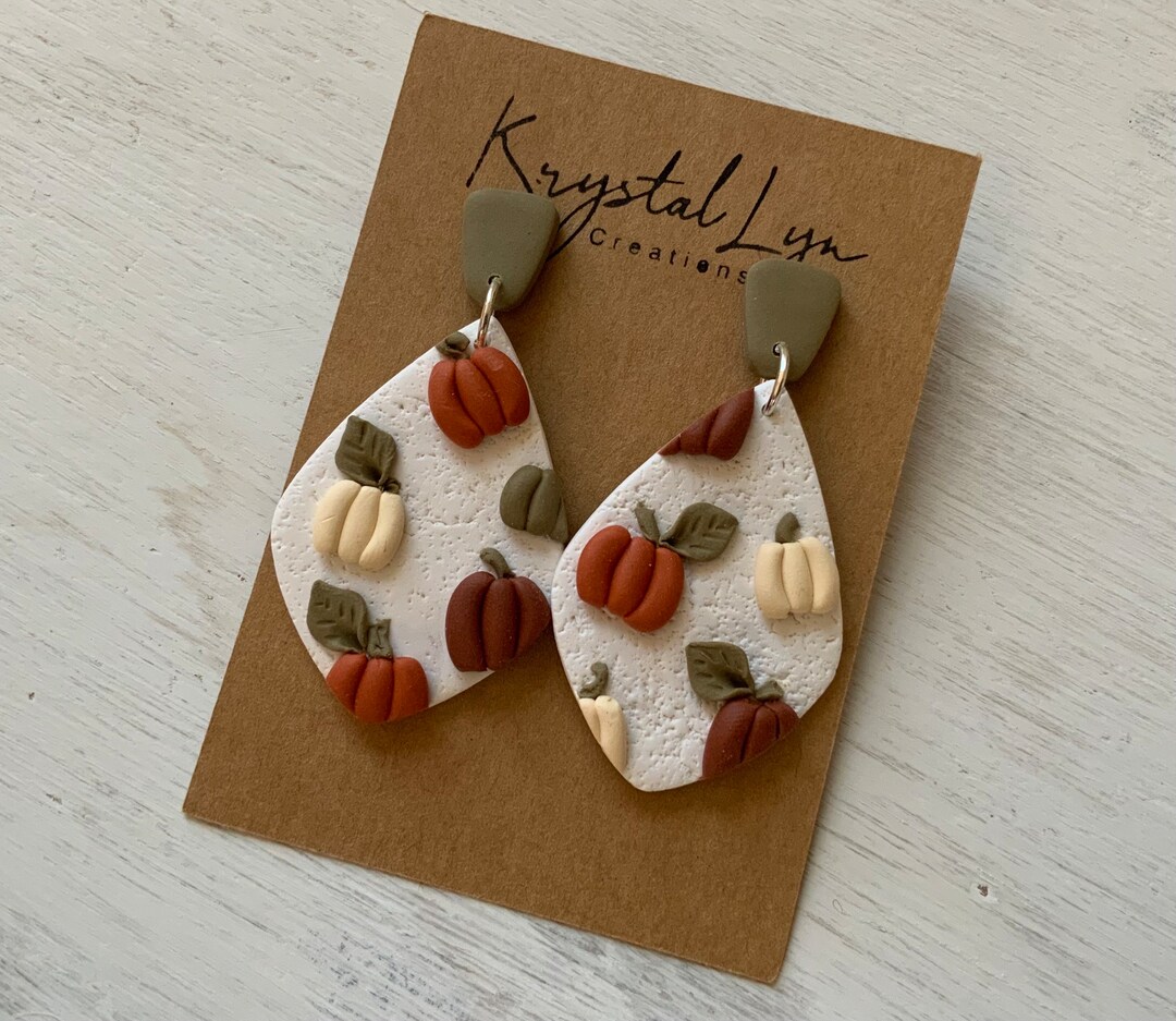 Polymer Clay Fall Harvest Autumn Theme Pumpkin Drop Earrings - Etsy
