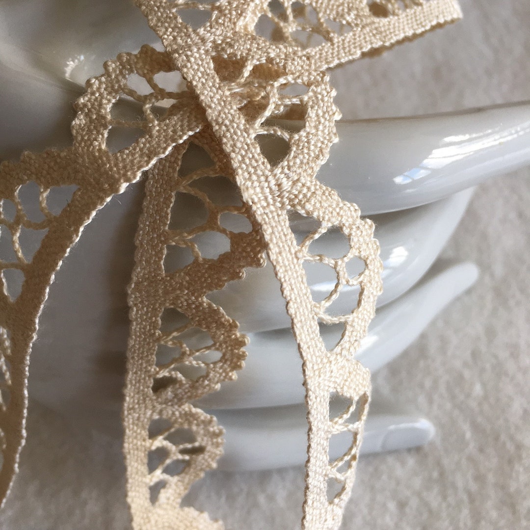 100% Linen Lace, Cream Coloured and Made in France, 20 Mm Wide in Hoops ...