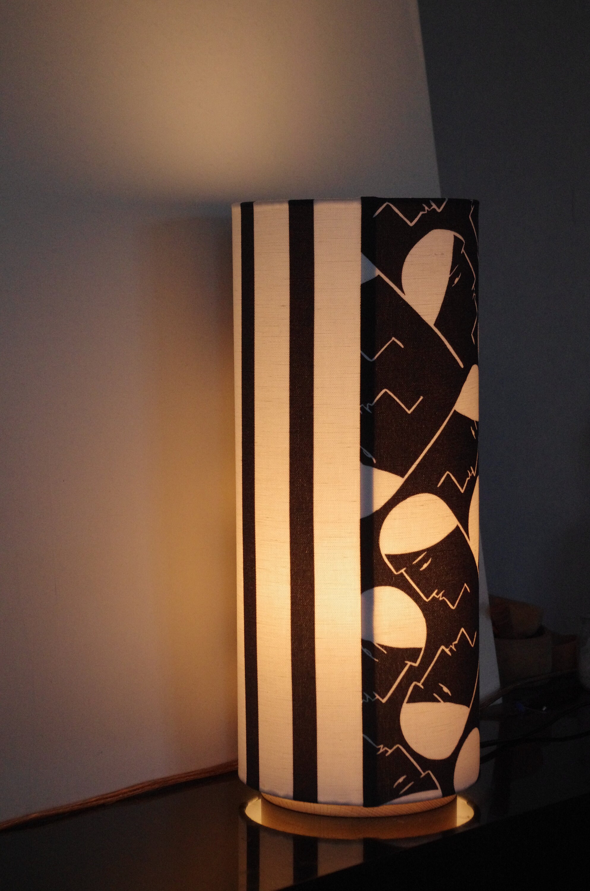 Lamp : Print Fabric original Drawing by French Artist, Woodbase - Etsy UK