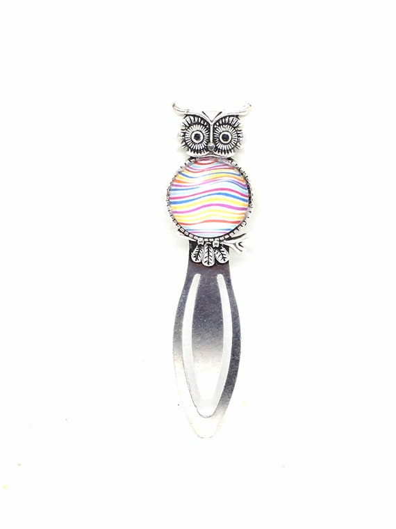 Owl silver and multicolored metal bookmark 5 | Etsy