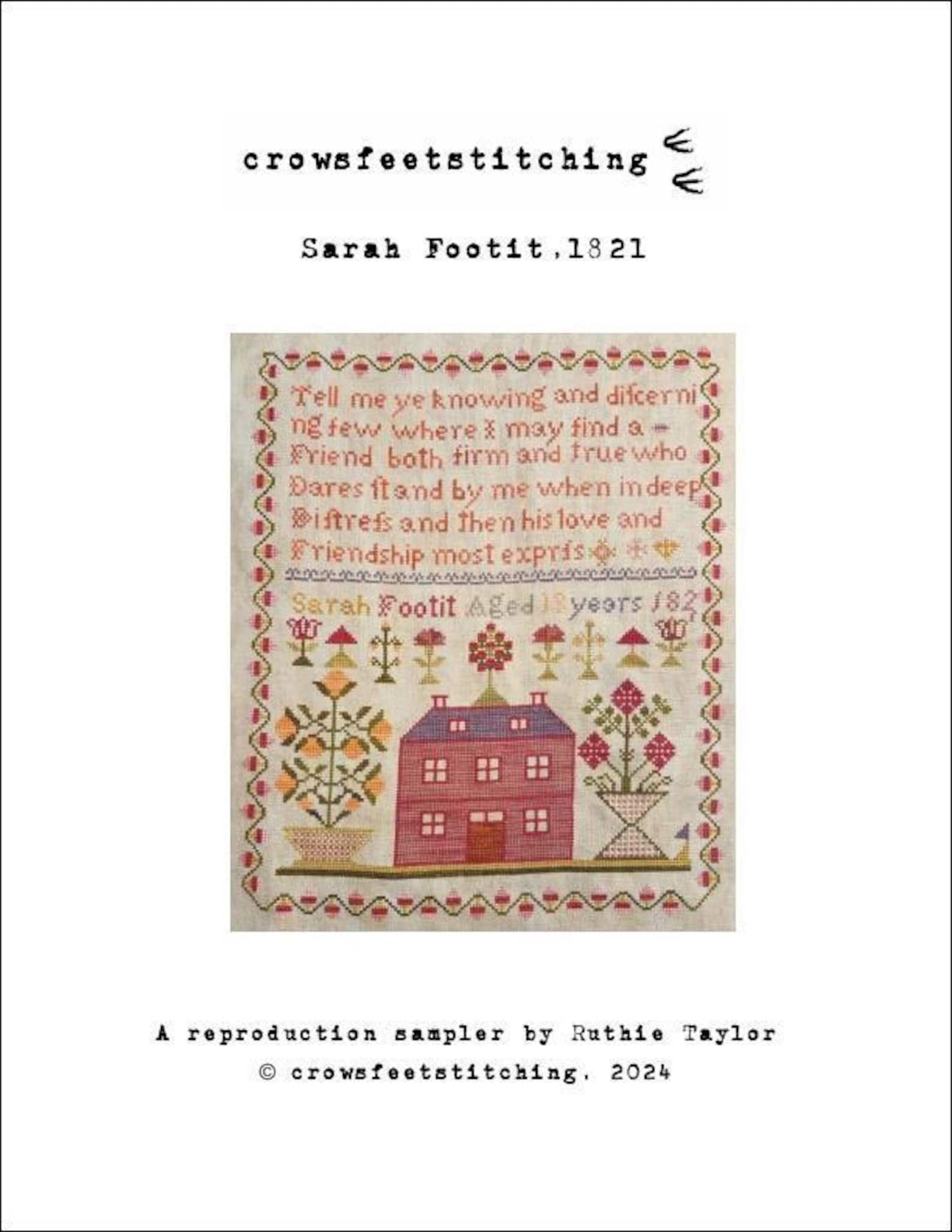 Sarah Footit 1821 | Crows Feet Stitching | Cross Stitch Pattern - Etsy