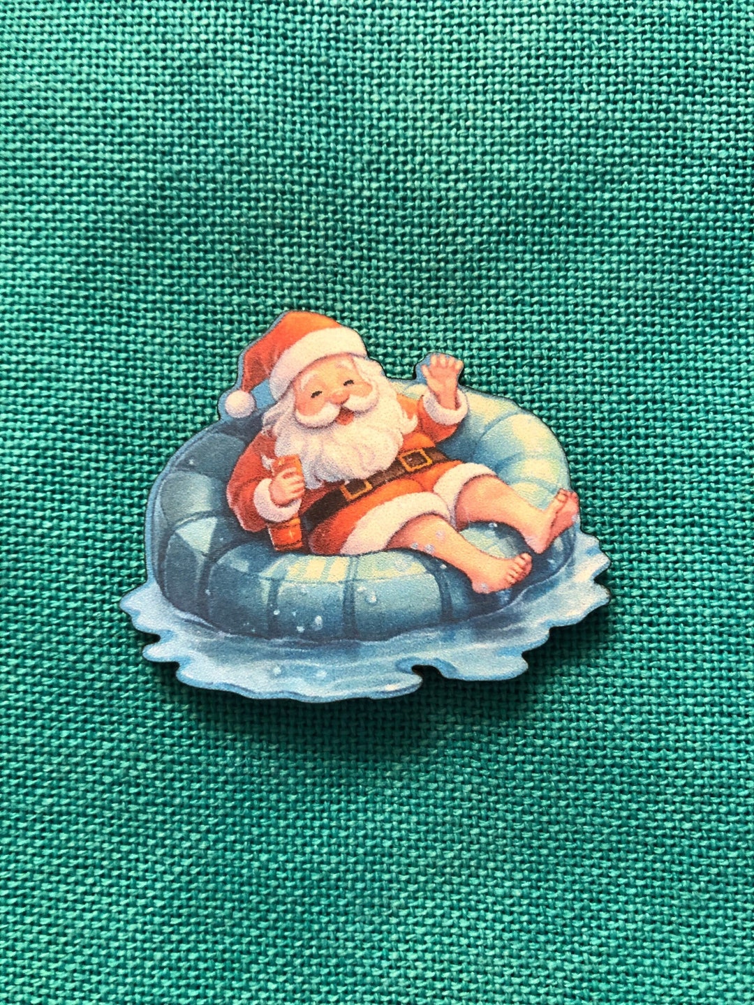 Santa's Summer Vacation | Wooden Needle Minder | Cover Minder - Etsy