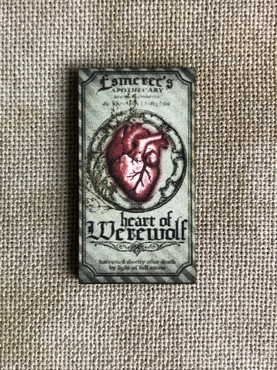 Heart of Werewolf Apothecary Label Wooden Needle Minder | Etsy
