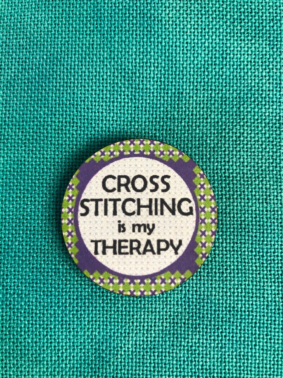 My Therapy - Cross Stitch Quote | Wooden Needle Minder | Cover Minder ...