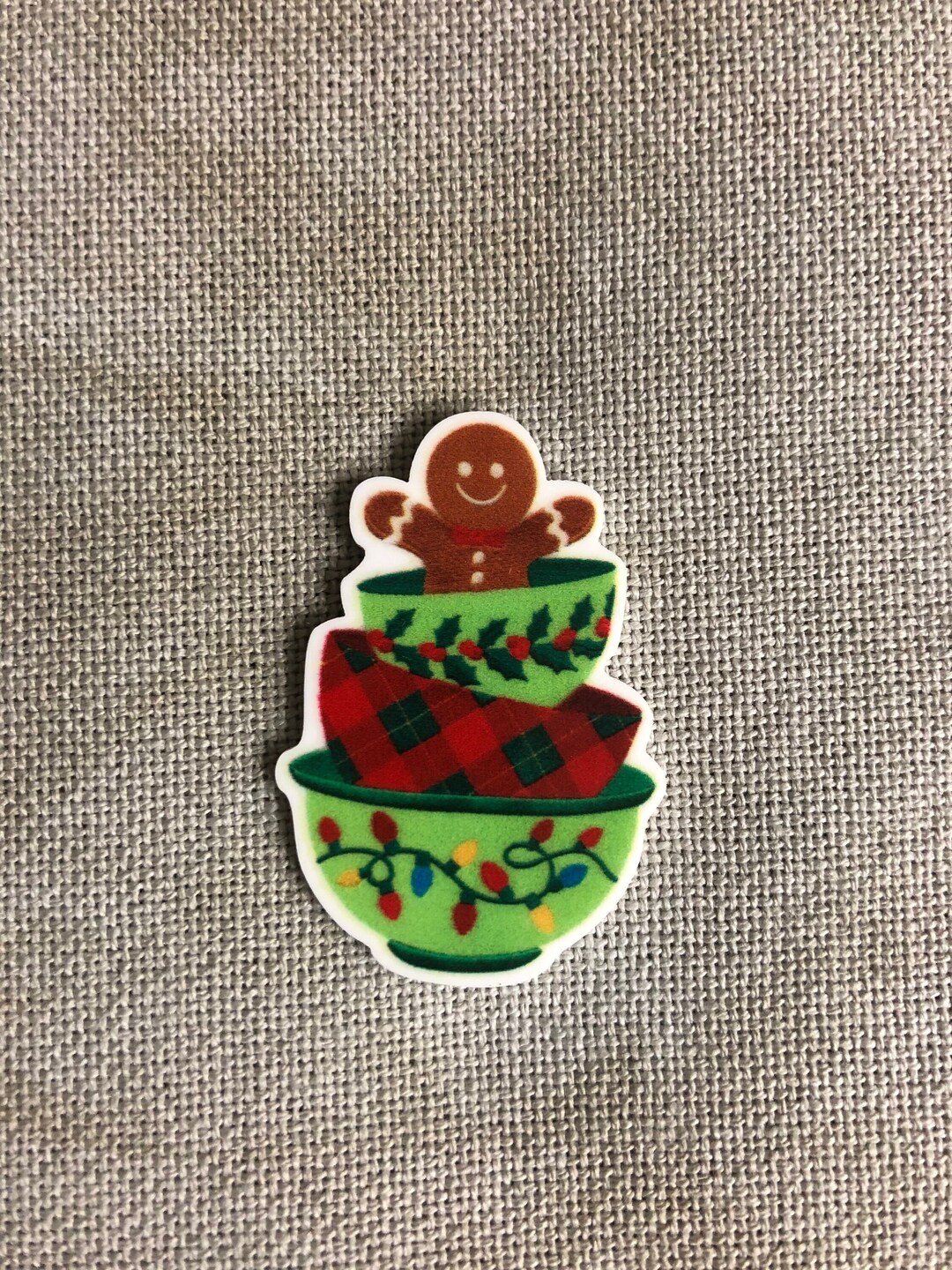Gingerbread Man in Mixing Bowls | Needle Minder | Cover Minder - Etsy