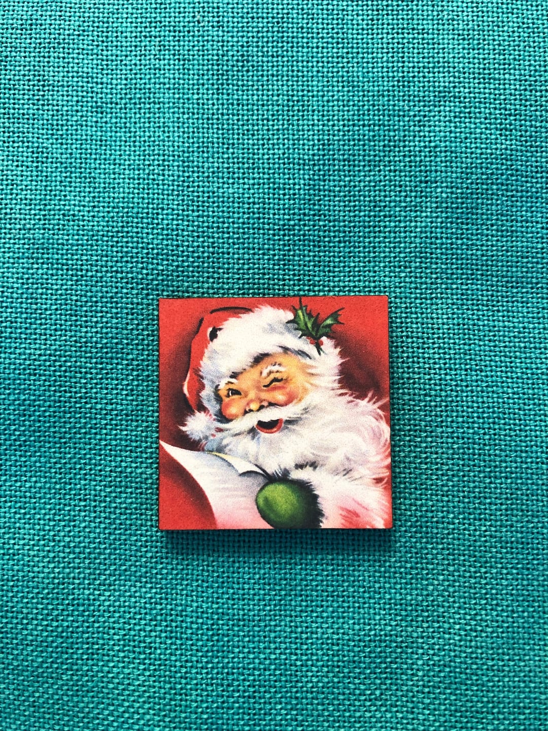 With A Wink in His Eye - Santa | Wooden Needle Minder | Cover Minder - Etsy