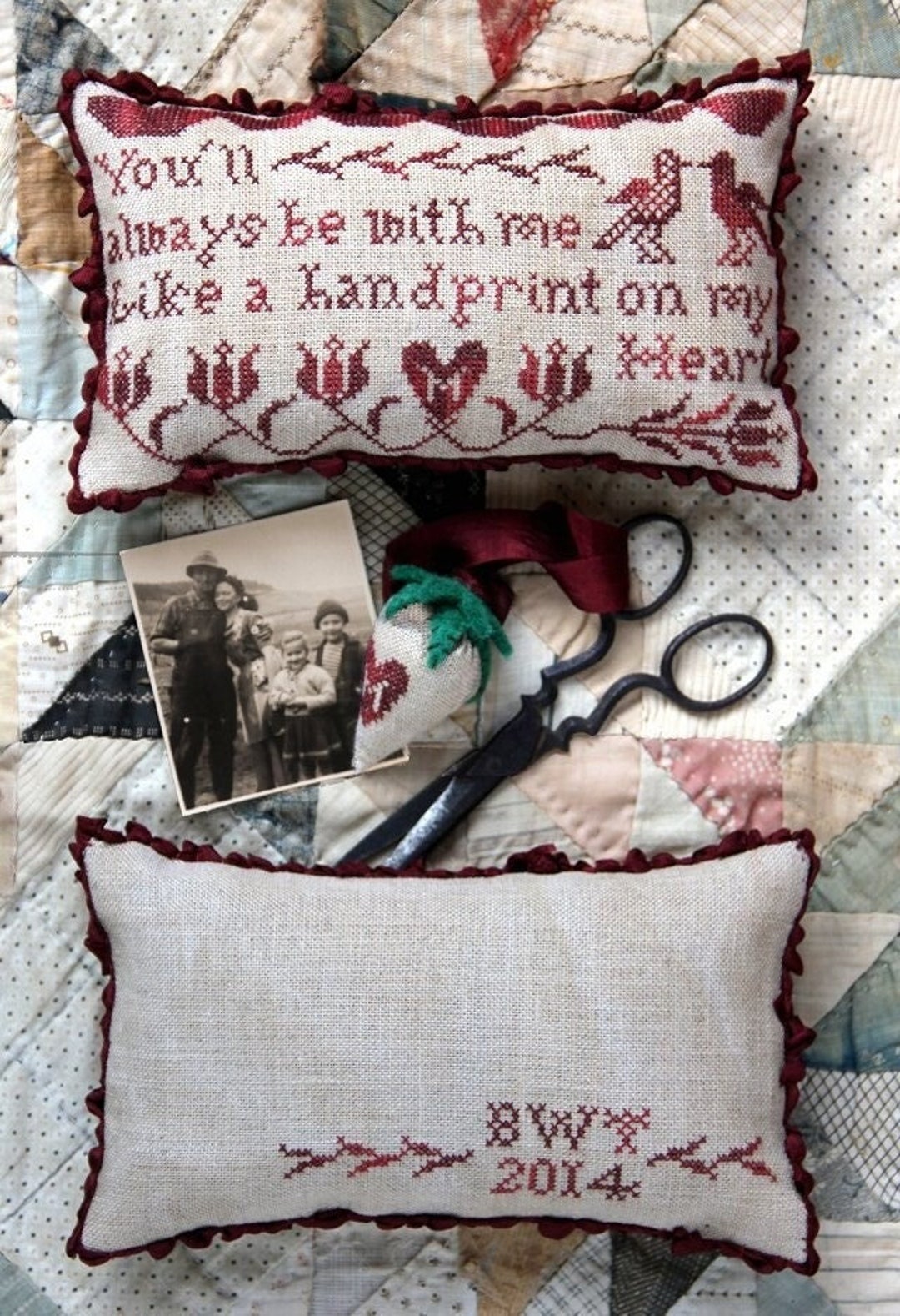 Handprint on My Heart Heartstring Samplery Cross Stitch Pattern - Etsy