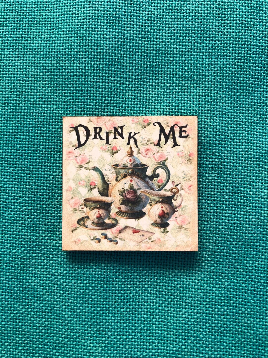 Drink Me - Tea Set | Wooden Needle Minder | Cover Minder - Etsy