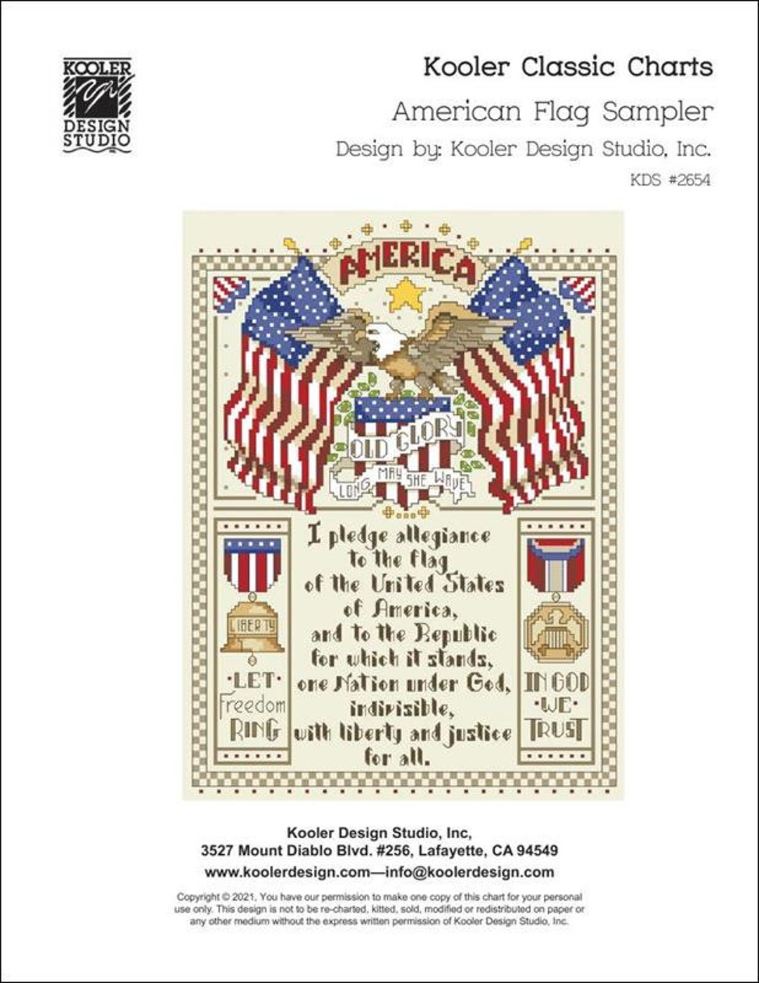 American Flag Sampler Kooler Design Studio Cross Stitch Pattern - Etsy