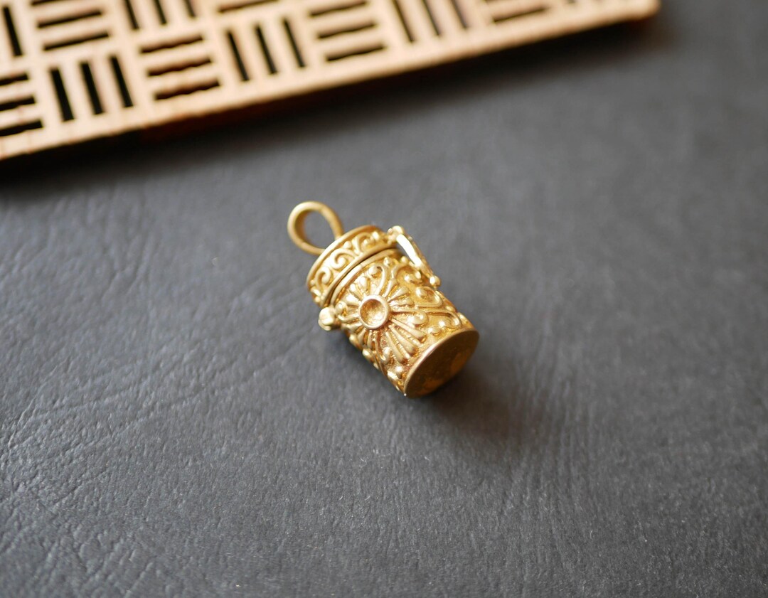 Gold Plated Raw Brass Prayer Box Pendant, Prayer Box Necklace Pendant ...