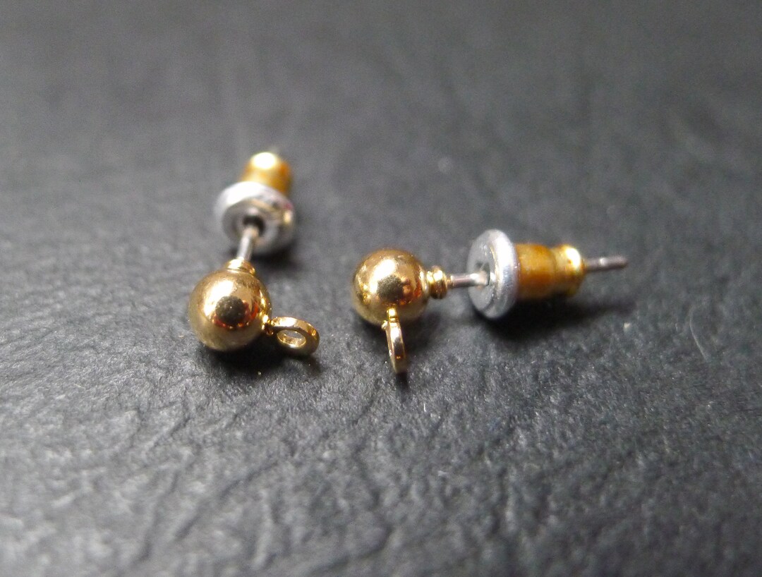 16 Earring Fasteners With Gold Ball Stud Support 3, 4 or 5mm - Etsy UK