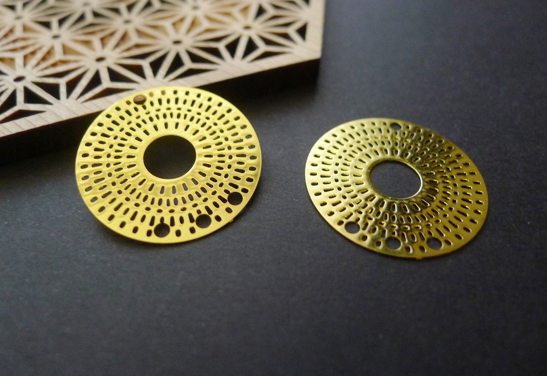 X2 Ethnic Round Golden Connector Pendant 25mm Made in Europe - Etsy