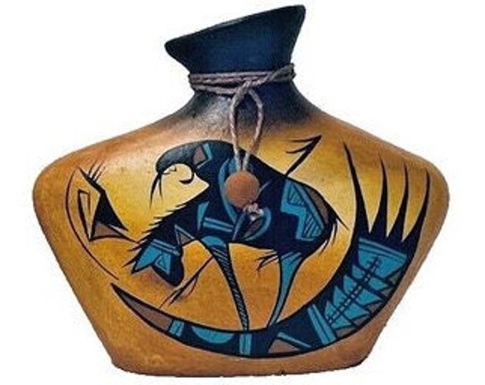 Mexican Vase Folk Art Pottery Rope Pot Southwest Clay Rustic 14" Native ...