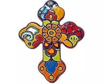 11 Mexican Pottery Talavera Cross Folk Art Ceramic Cross Crucifixes ...