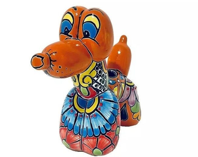 Mexican Talavera Poodle Balloon Figure Dog Planter Animal Pottery Folk ...