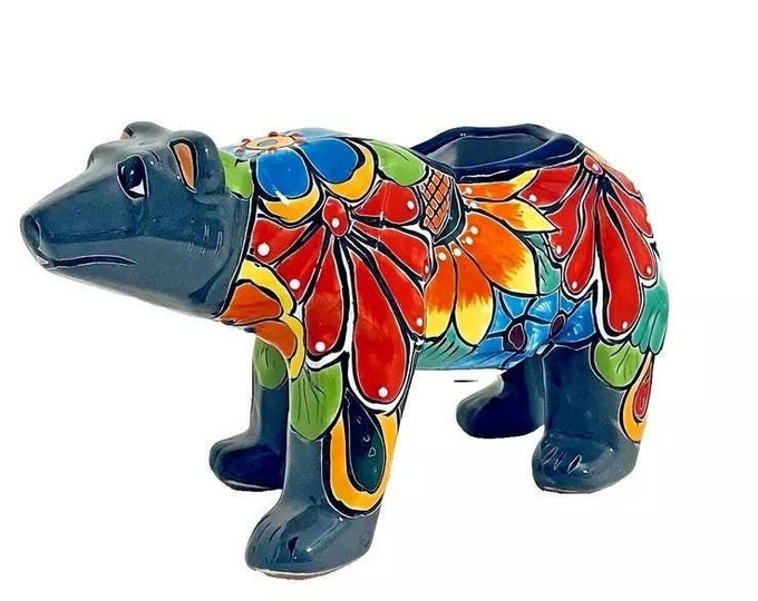 Talavera Planter Mexican Bear Animal Figure Pot Folk Art Pottery - Etsy