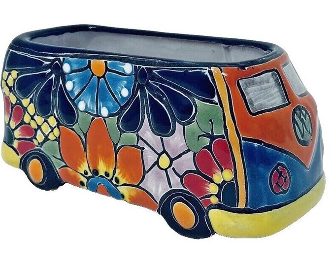 Talavera Mexican Bus VW Planter Window Pot Pottery Folk Art Cactus ...