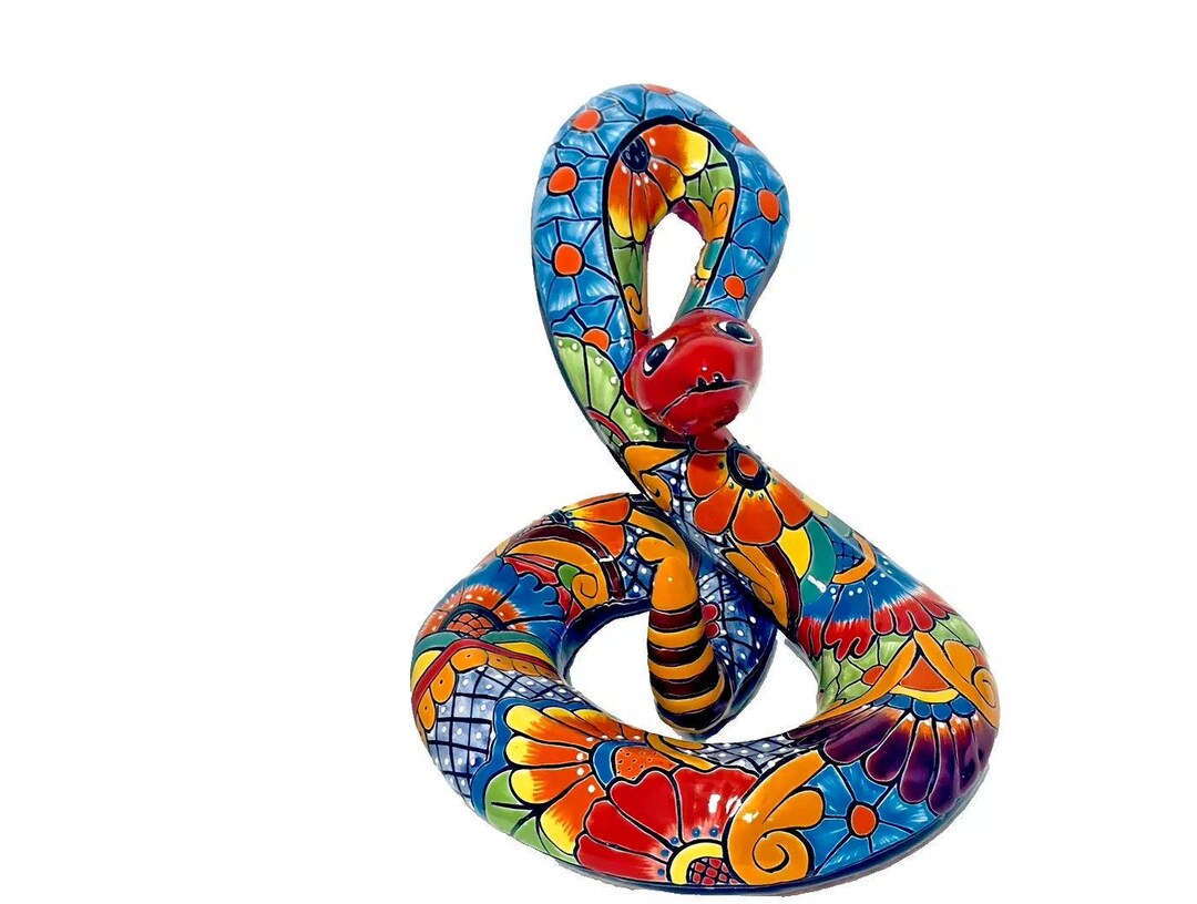 Talavera Snake Mexican Pottery Garden Art Animal Figure Large 14.5 ...