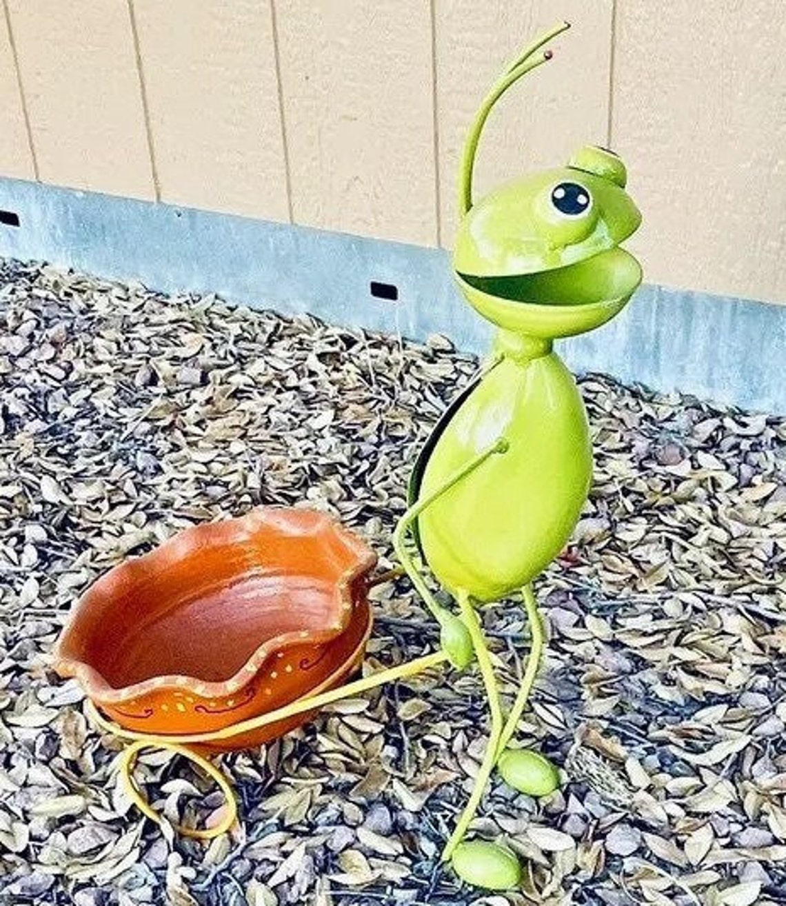 Grasshopper Cricket 21" Wagon Mexican Steel Art Pottery Planter Metal ...