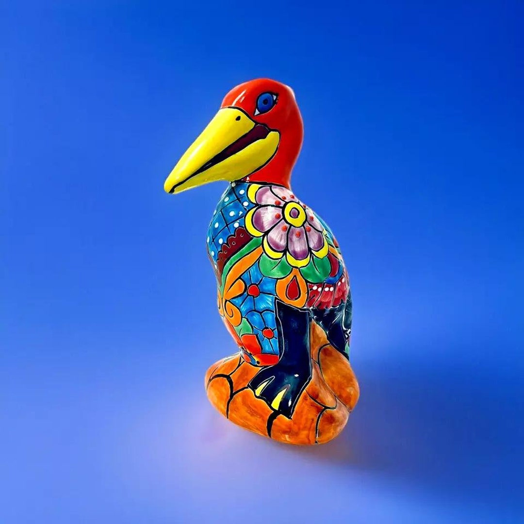 Talavera Pelican Mexican Pottery Bird Stork Figure Large 15" Folk Art ...
