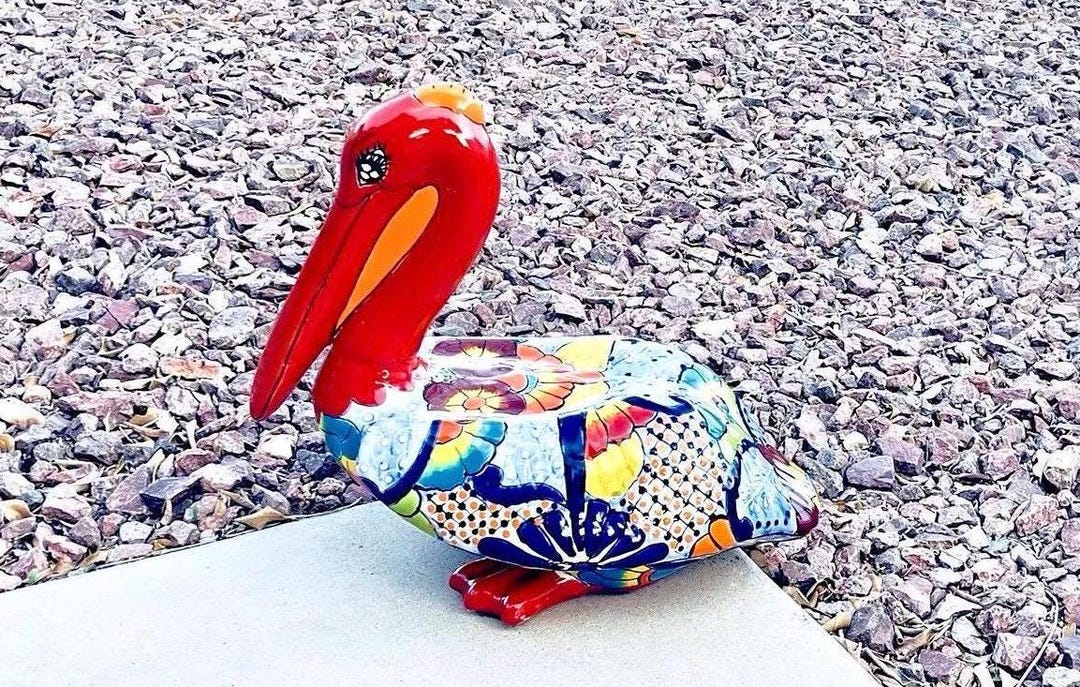 Talavera Pelican Mexican Pottery Bird Stork Figure Large 15" Folk Art ...