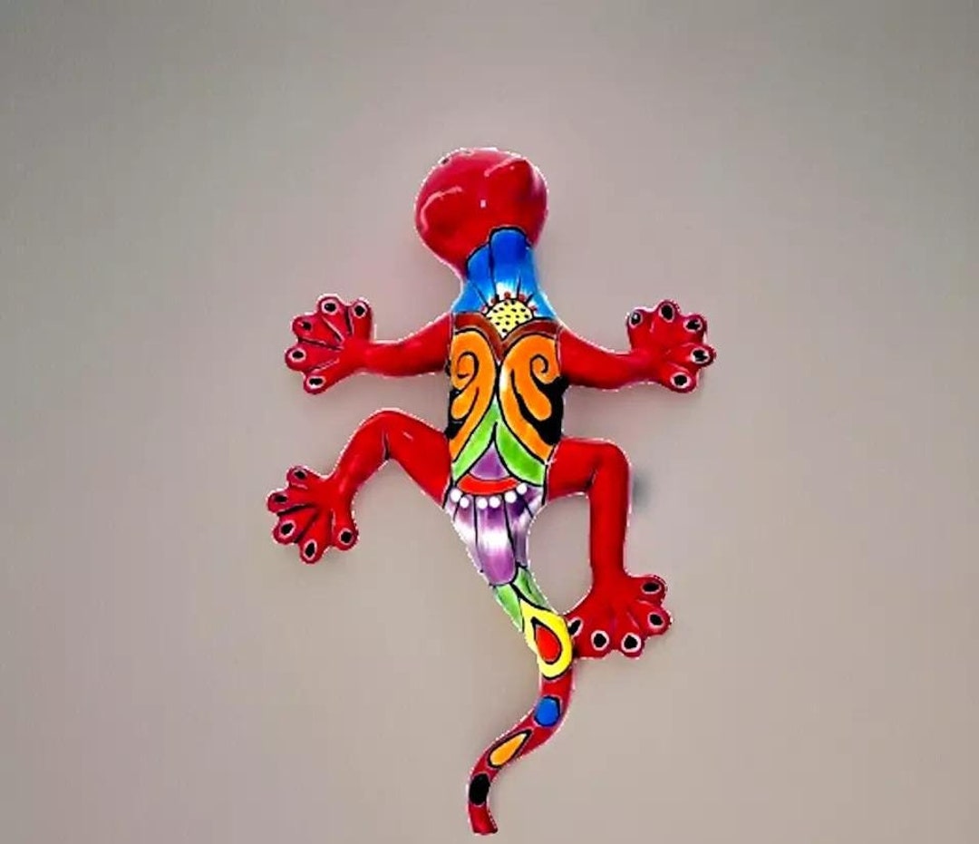 Mexican Talavera Lizard Big-eyed Gecko Wall Frog Pottery Folk Art Patio ...