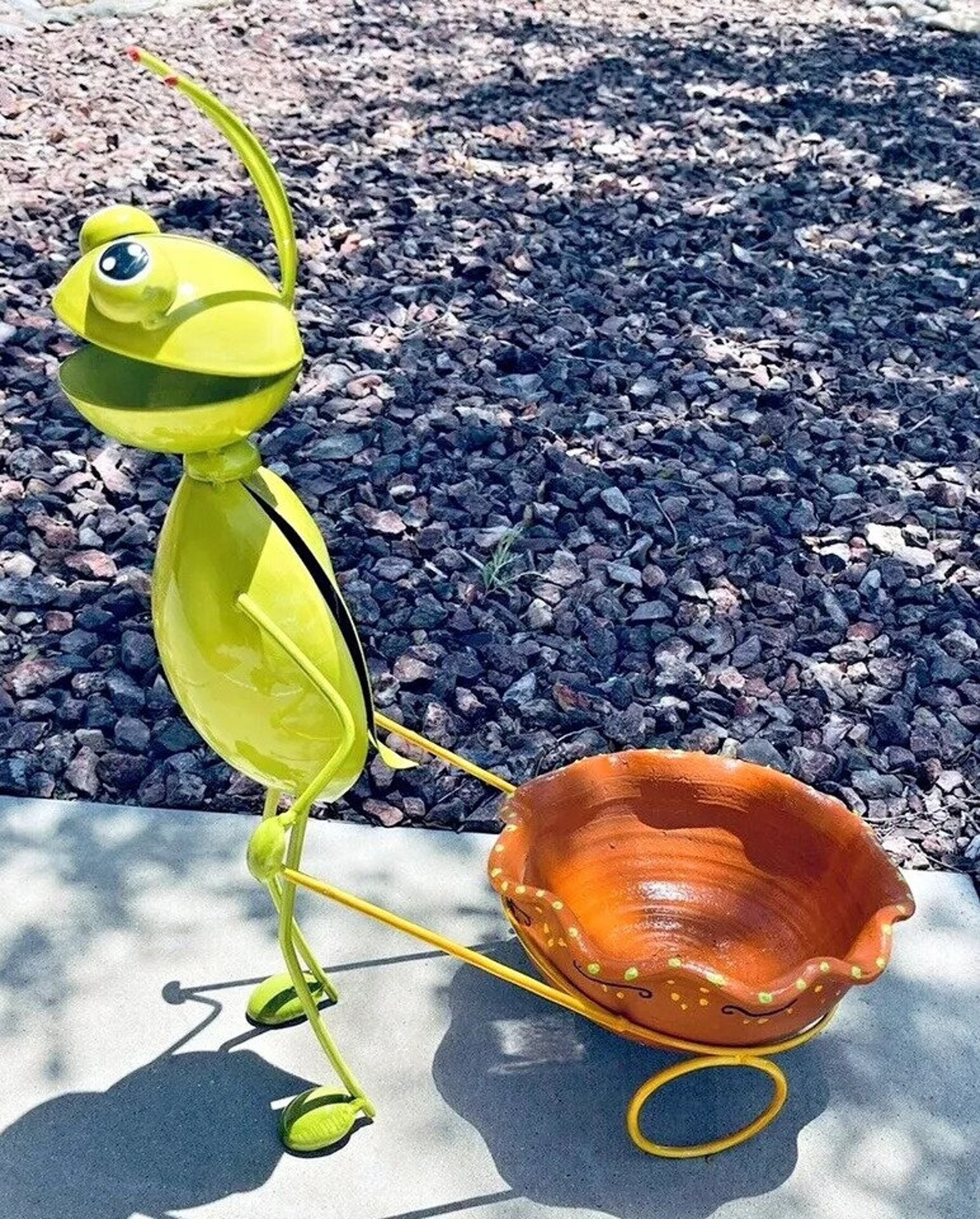 Grasshopper Cricket 21" Wagon Mexican Steel Art Pottery Planter Metal ...