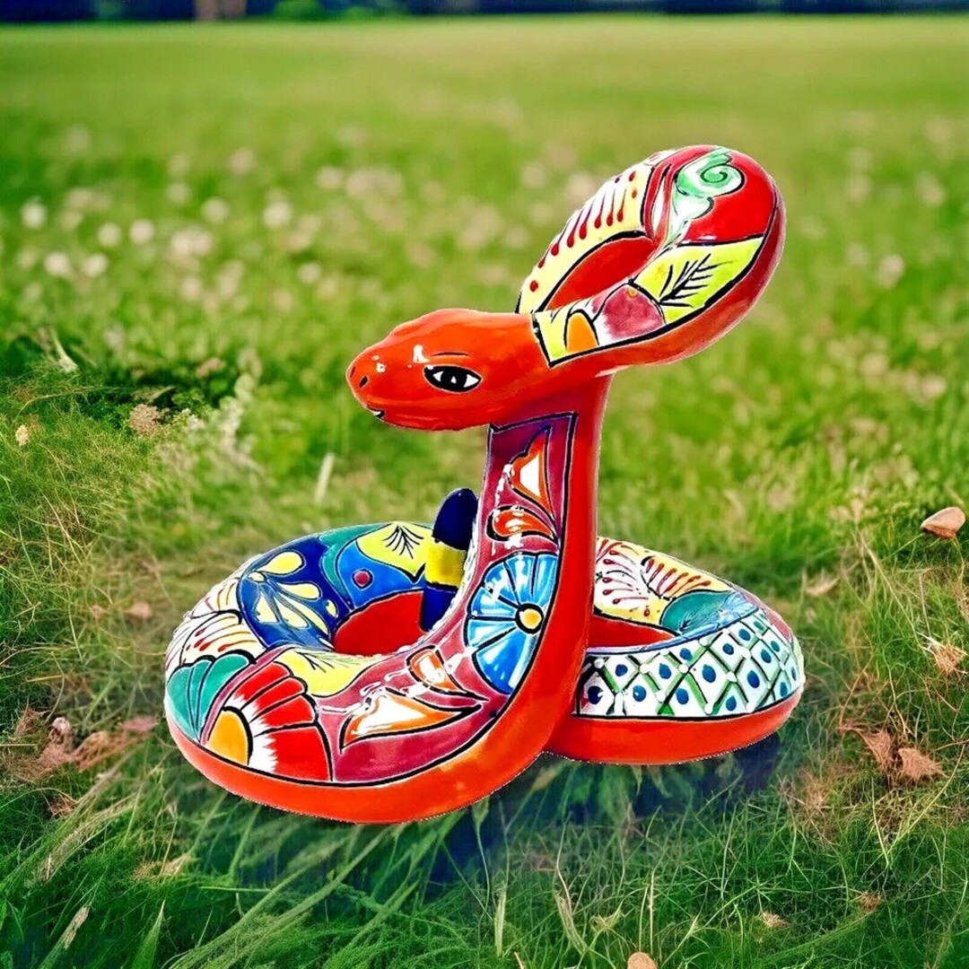 Talavera Snake Mexican Pottery Garden Art Animal Figure Large 14.5 ...