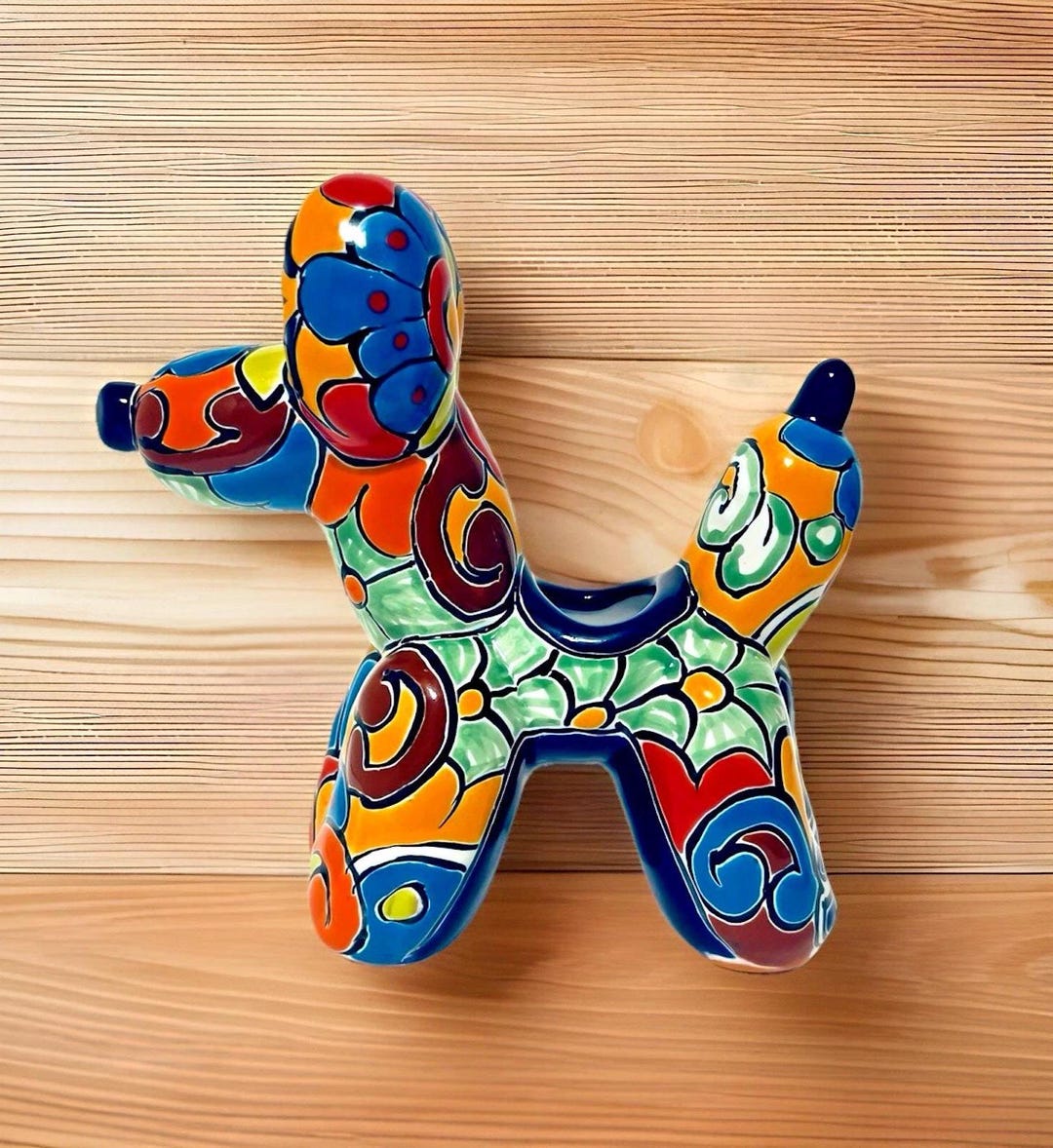Mexican Talavera Poodle Balloon Figure Dog Planter Animal Pottery Folk ...