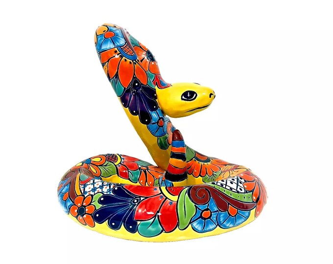 Talavera Snake Mexican Pottery Garden Art Animal Figure Large 14.5 ...