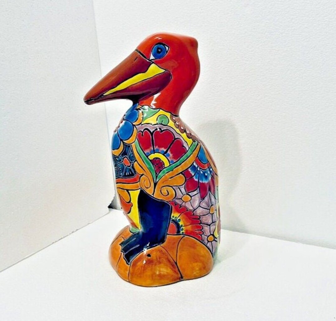 Talavera Pelican Mexican Pottery Bird Stork Figure Large 15" Folk Art ...