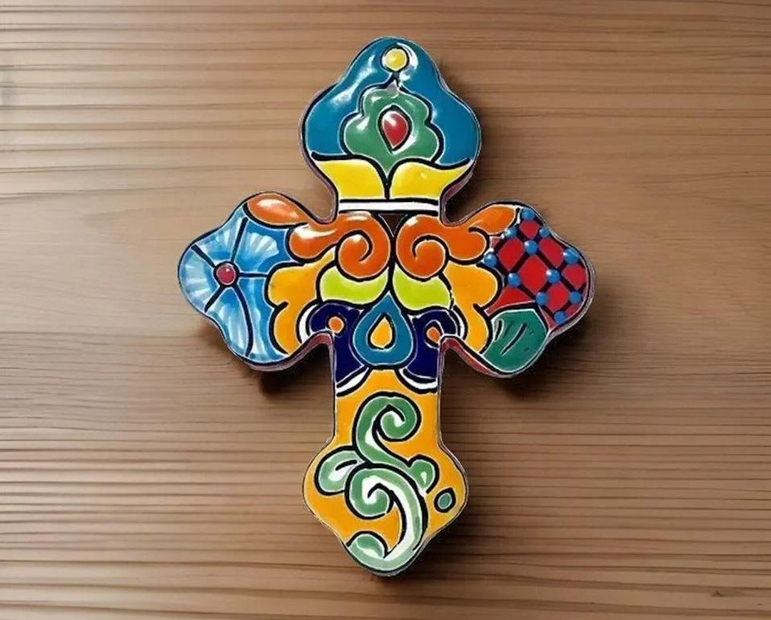 Mexican Talavera Wall Cross Religious Folk Art Pottery Figure - Etsy