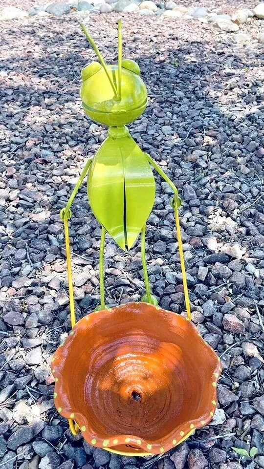 Grasshopper Cricket 21" Wagon Mexican Steel Art Pottery Planter Metal ...