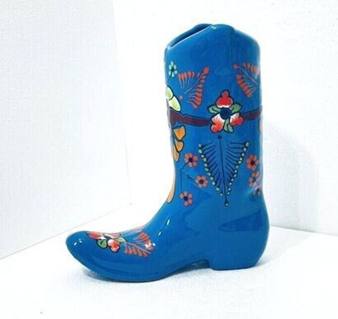Talavera Planter Pot Boot Mexican Art Pottery Cowboy 11" - Etsy