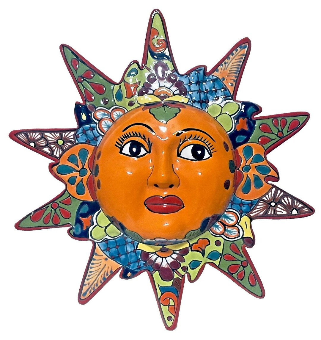 Talavera Sun Face Extra Large 22" Mexican Pottery Sculpture Wall ...