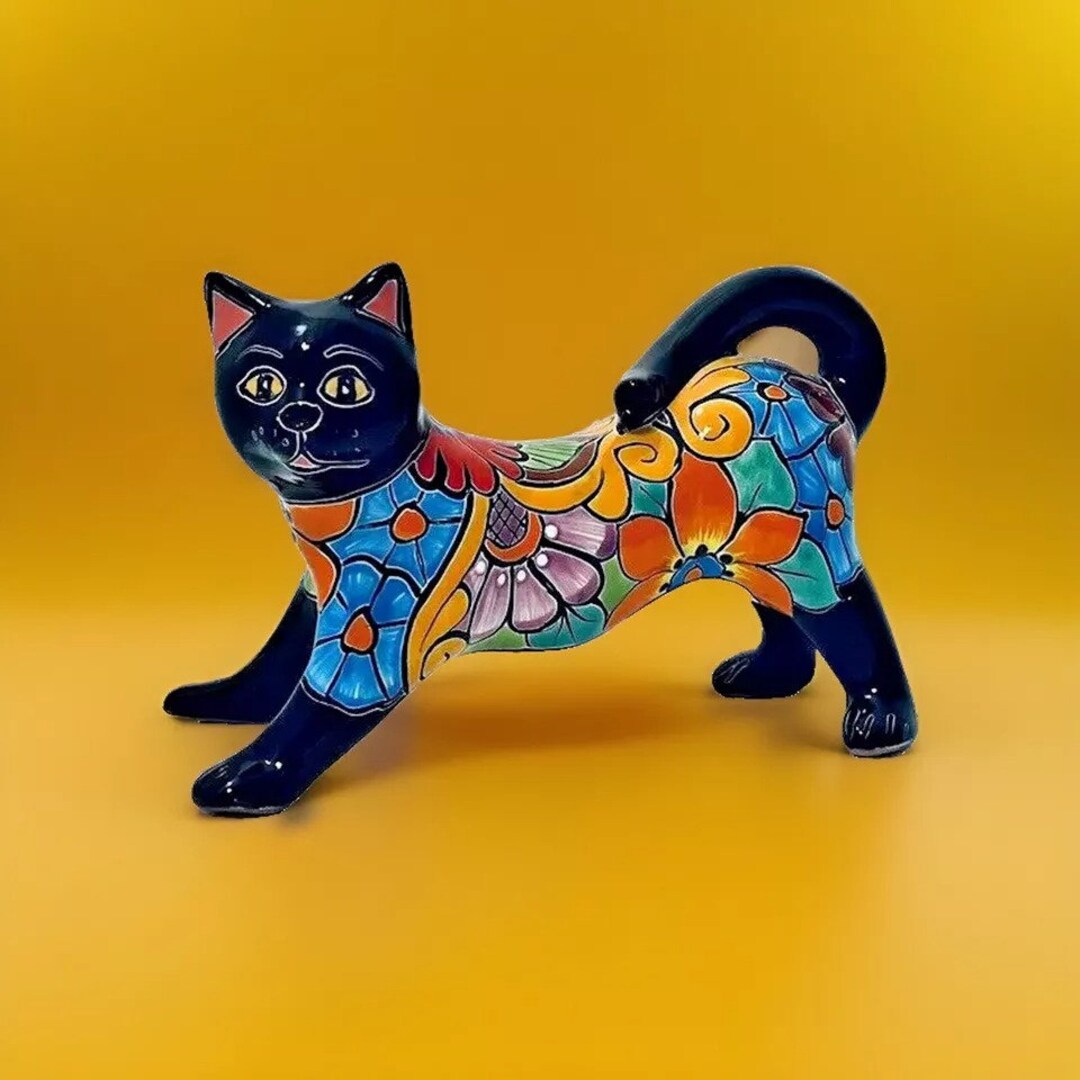 Mexican Pottery Animal Talavera Cat Kitten Figure Folk Art Pottery - Etsy