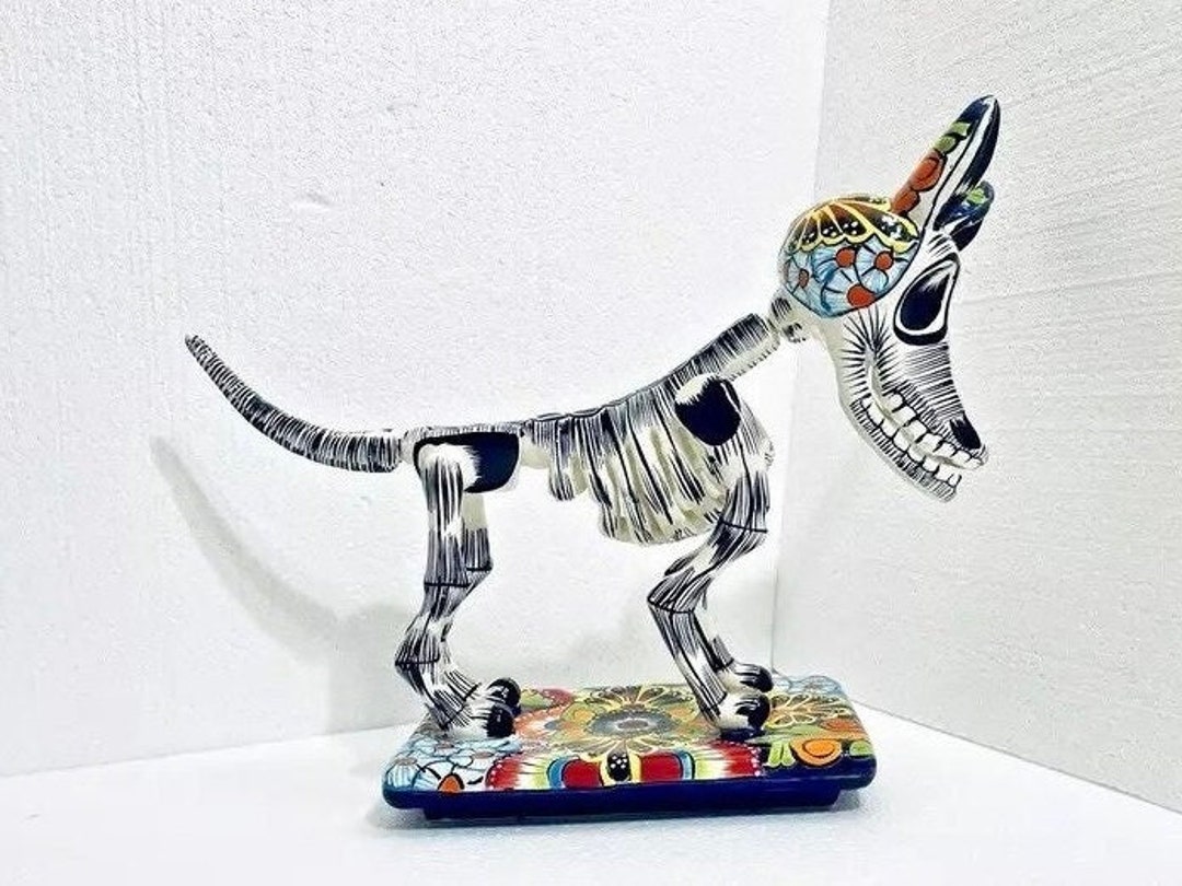 Mexican Day of the Dead Figure XL 19 Talavera Dog Perro Catrina Pottery ...