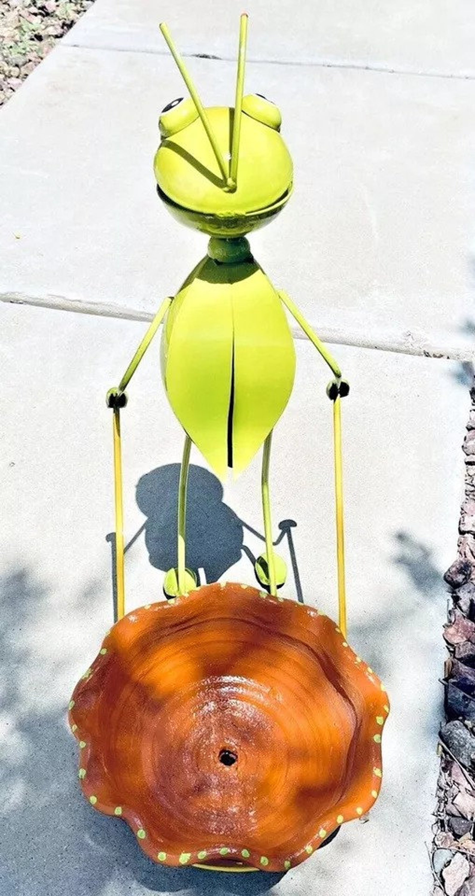 Grasshopper Cricket 21" Wagon Mexican Steel Art Pottery Planter Metal ...