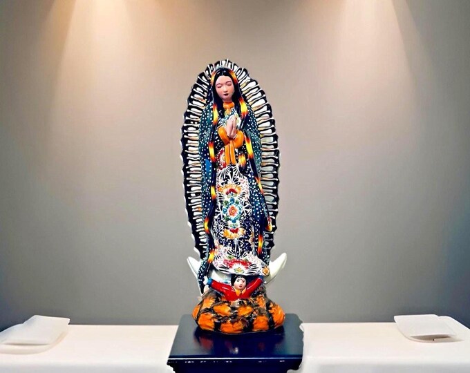 Talavera Virgin Mary Our Lady of Guadalupe Statue 24" X Large Mexican ...