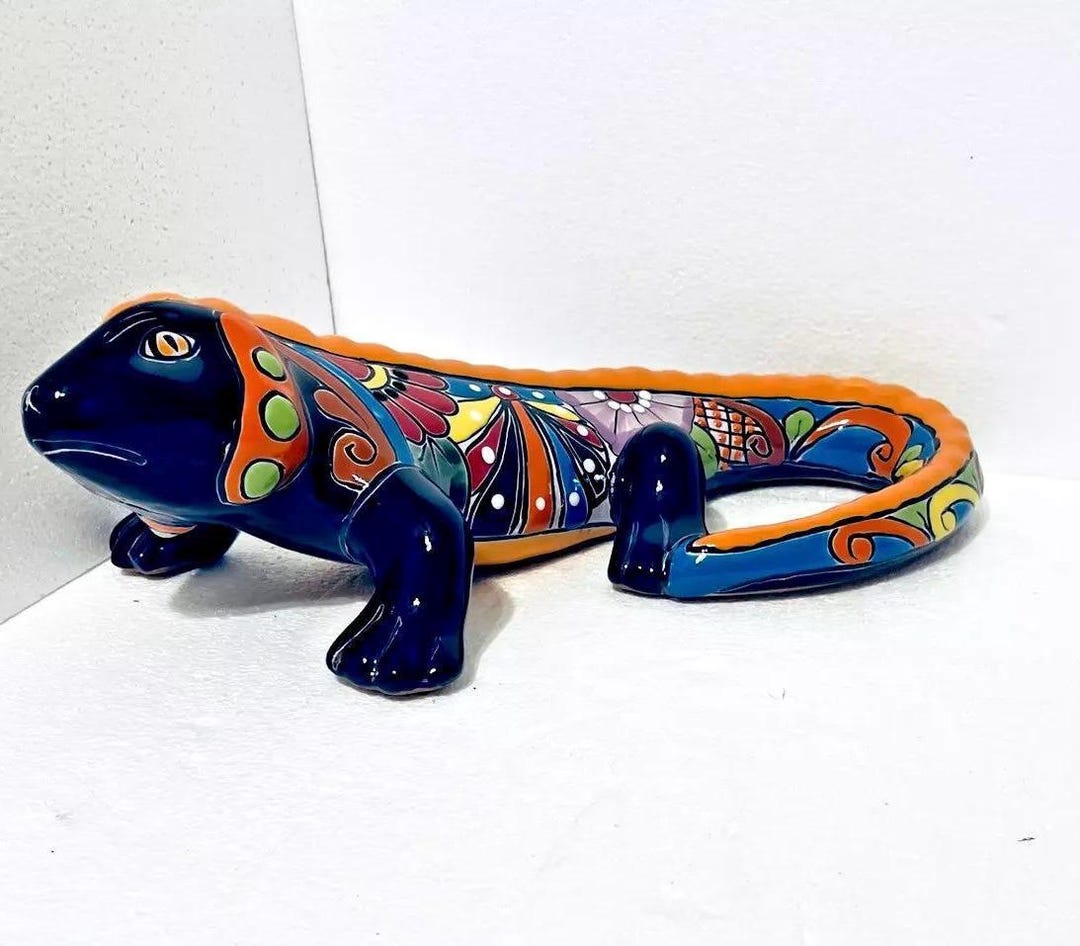 Mexican Talavera Iguana Lizard 16.25" Gecko Wall Surface Animal Pottery ...