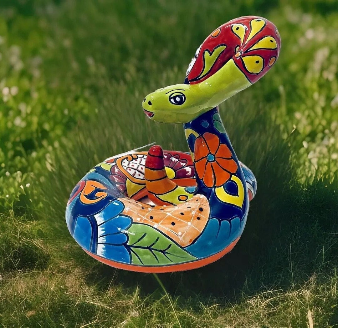 Talavera Snake Mexican Pottery Garden Art Animal Figure Large 14.5 ...