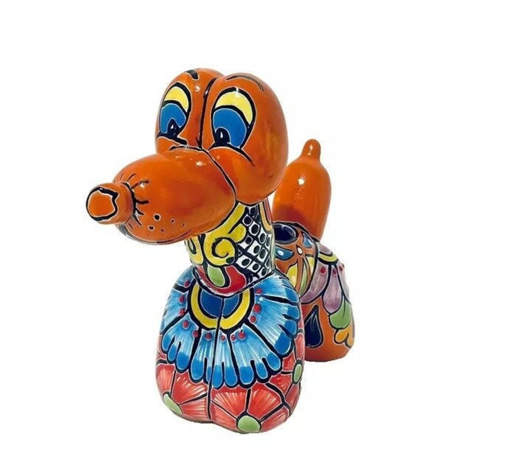 Mexican Talavera Poodle Balloon Figure Dog Planter Animal Pottery Folk ...