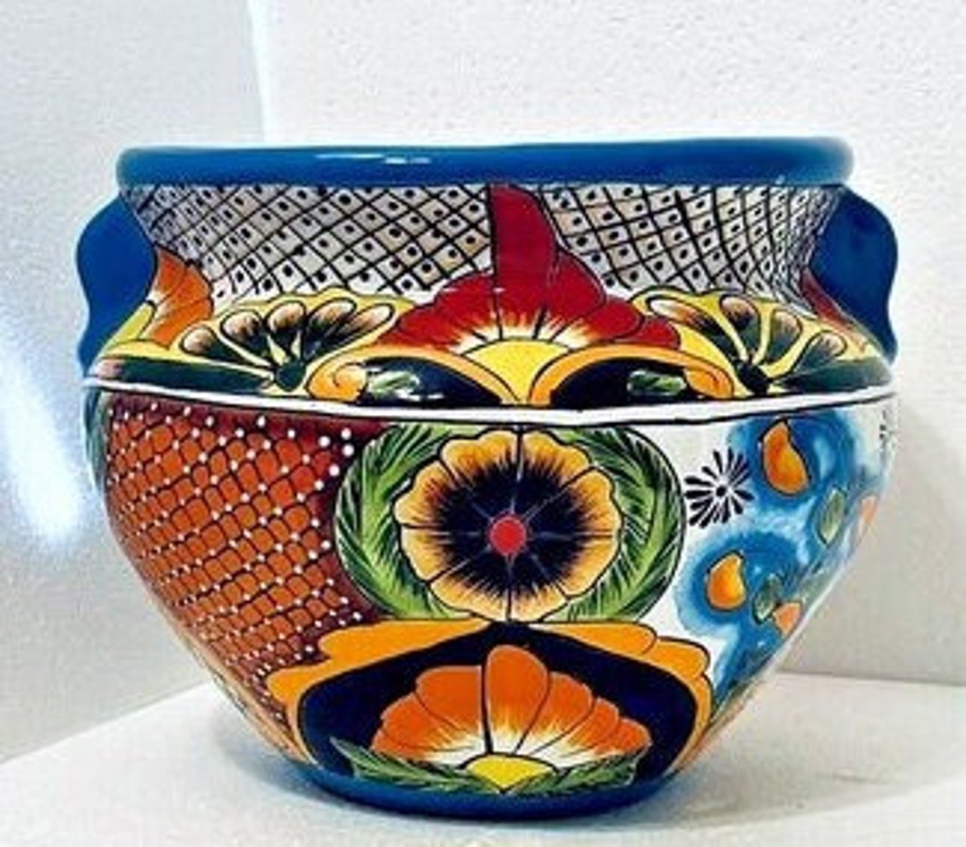 Mexican Talavera Planter Pot Folk Art Pottery Ceramic Indoor Outdoor - Etsy