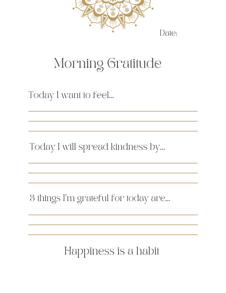 Gratitude Journal 5 Minute Journal Digital Daily Download Gratitude ...