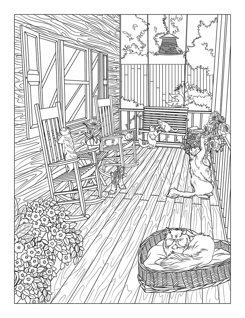 Cozy Cats Coloring Pages - 10 Pages of Feline Fun - Etsy