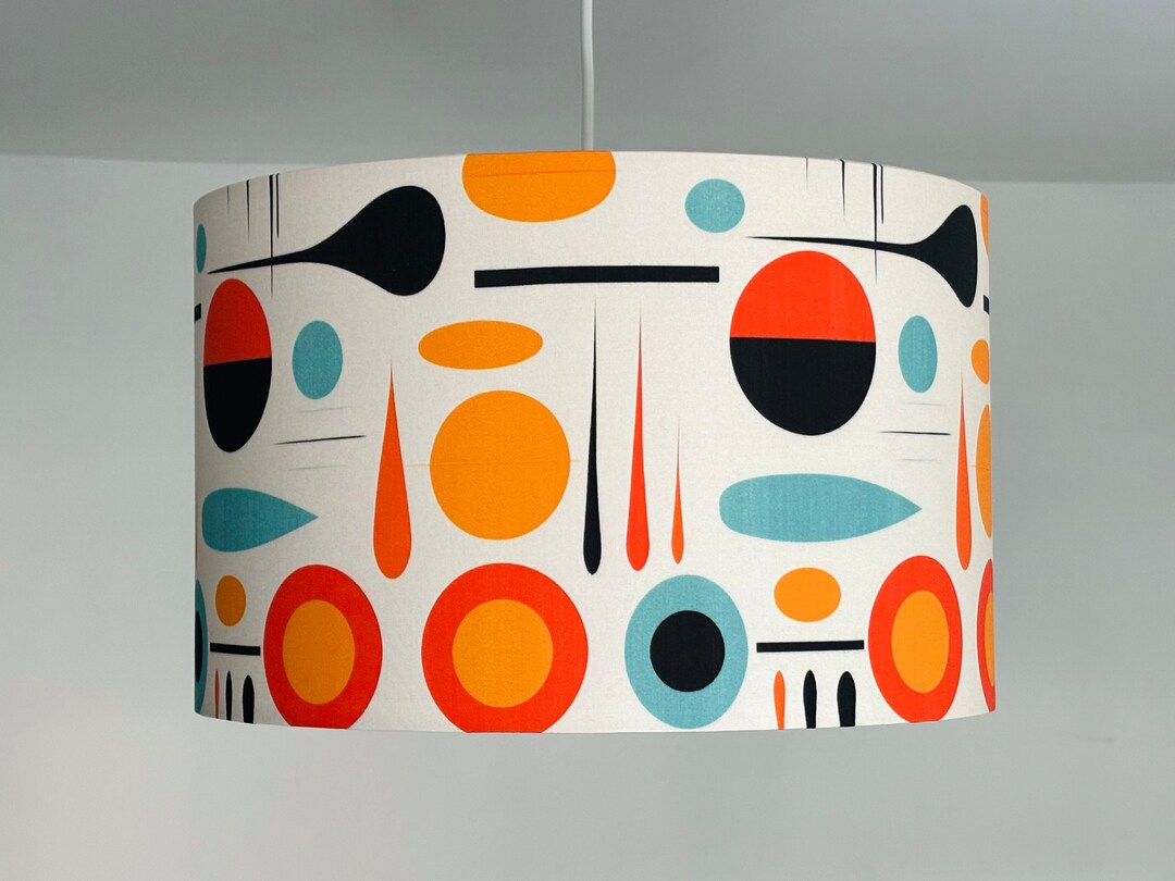 Mid Century Abstract Lamp Shade Mustard Lamp Home Decor Orange ...