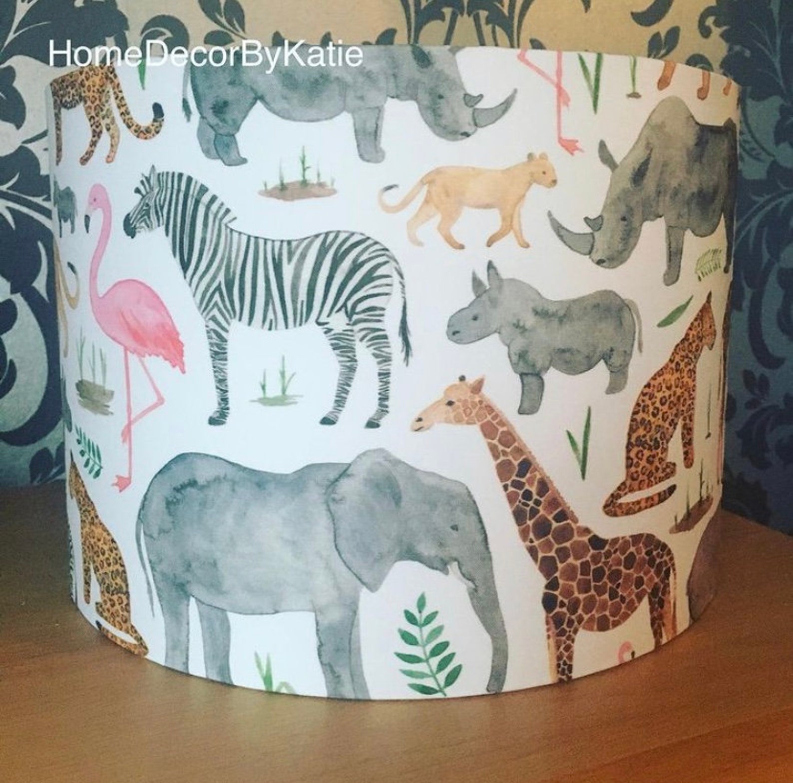 Safari Lamp Shade Elephant Giraffe Home Decor Ocean Lampshade Table ...